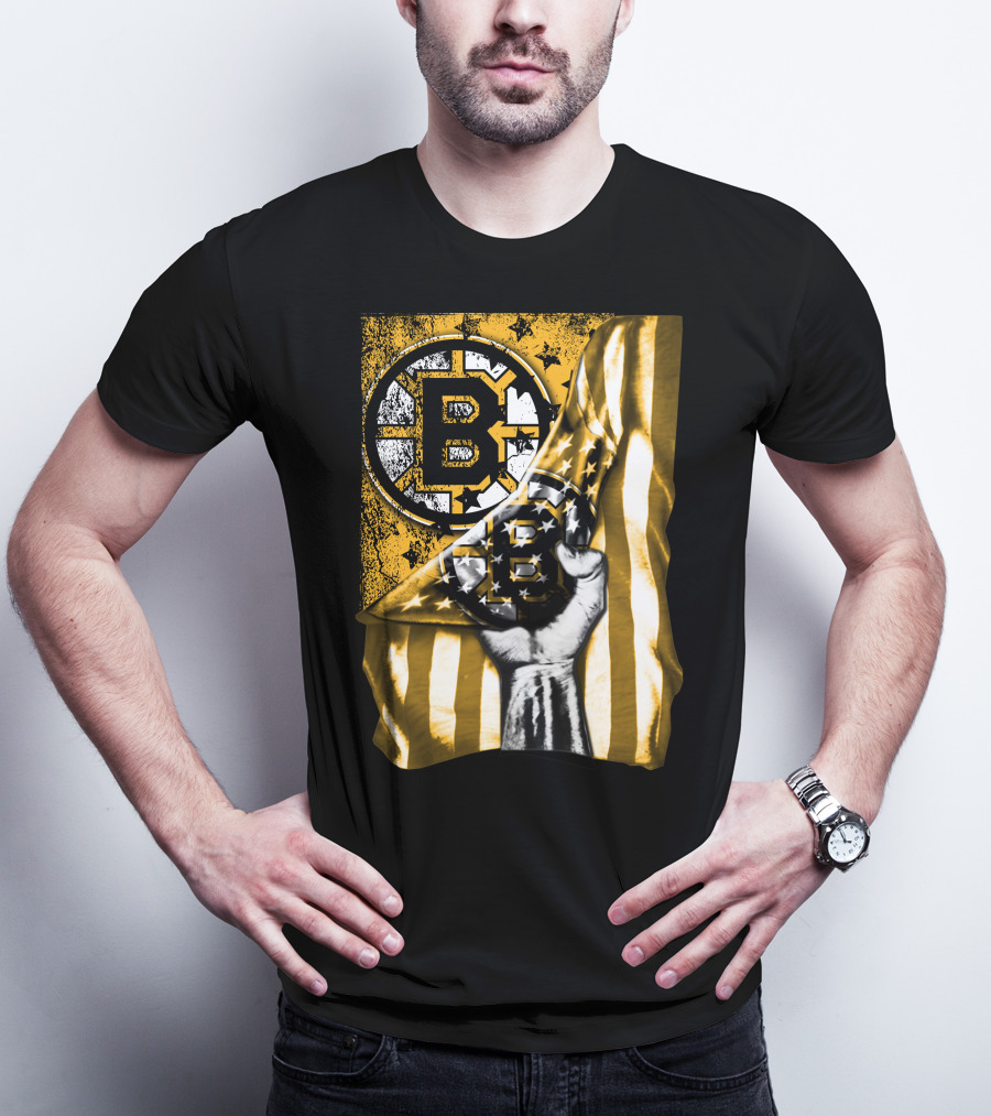 Boston Bruins American Flag Emblem T-Shirt