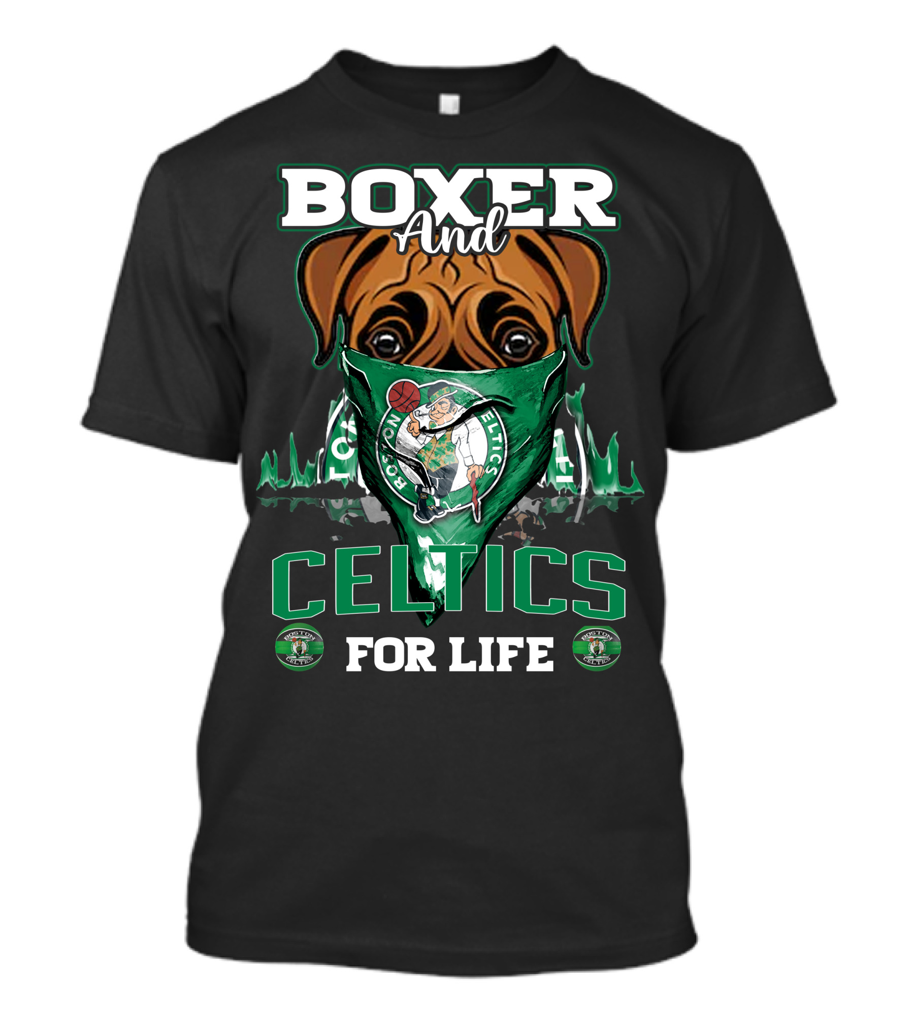 Boxer And Boston Celtics For Life T-Shirt