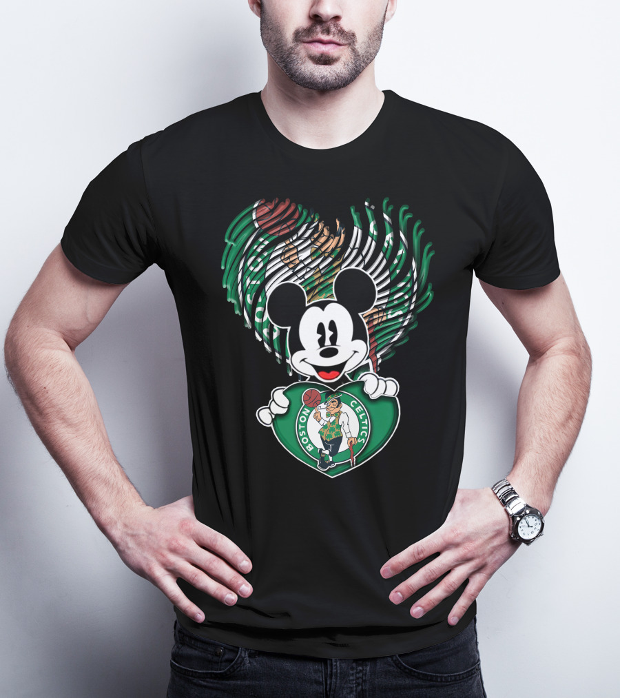 Mick Mouse Boston Celtics Basketball Fan Logo Mashup T-Shirt