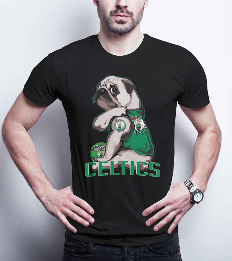 Pug Celtics Boston Basketball Fan Iconic Team T-Shirt