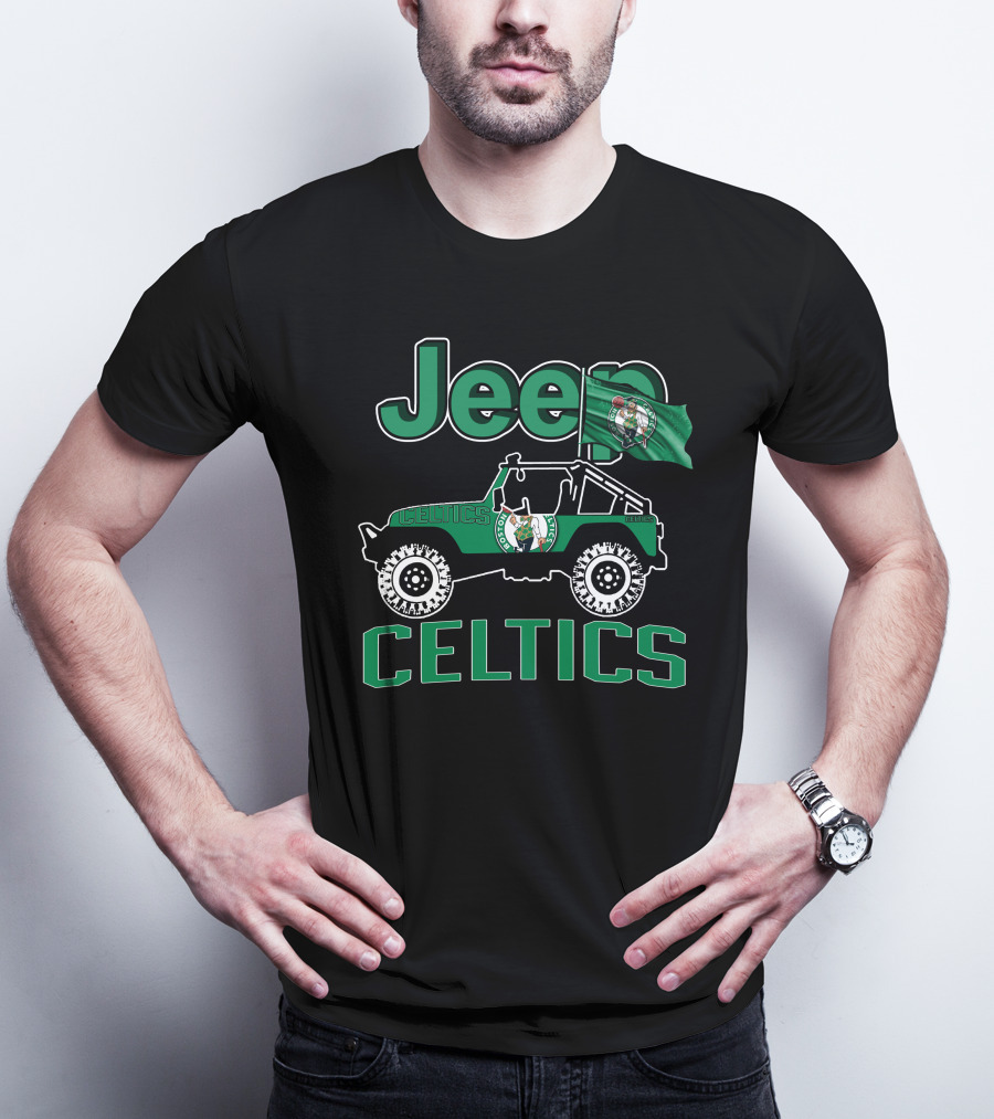 Jeep Celtics Boston Basketball Flag T-Shirt