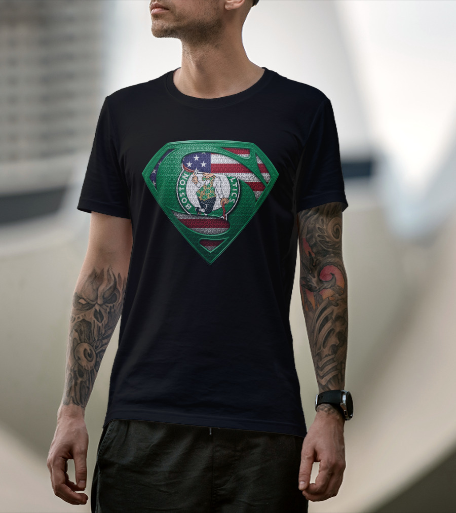 Boston Celtics American Flag Shield Logo Spm T-Shirt