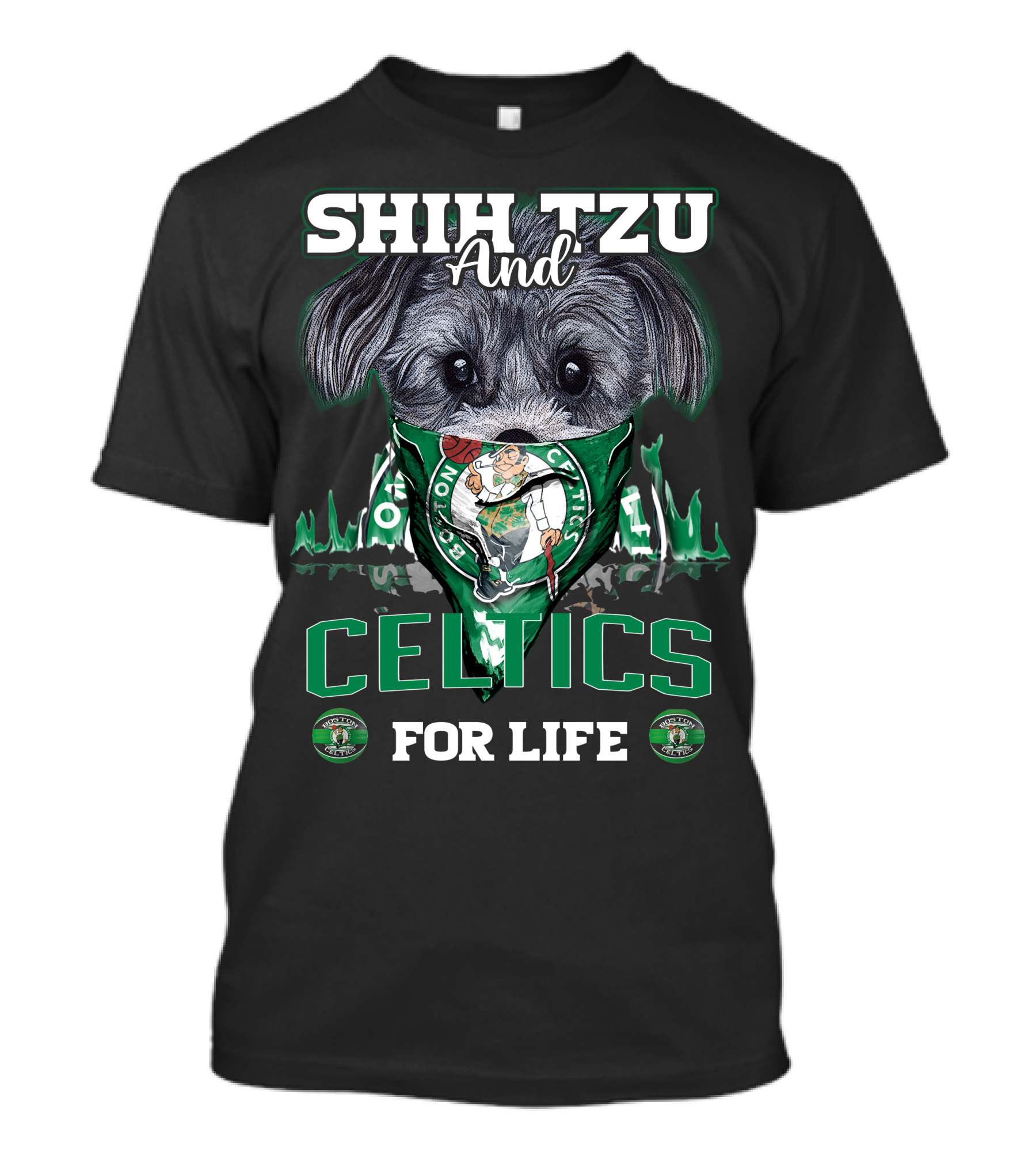Shih Tzu And Boston Celtics For Life T-Shirt