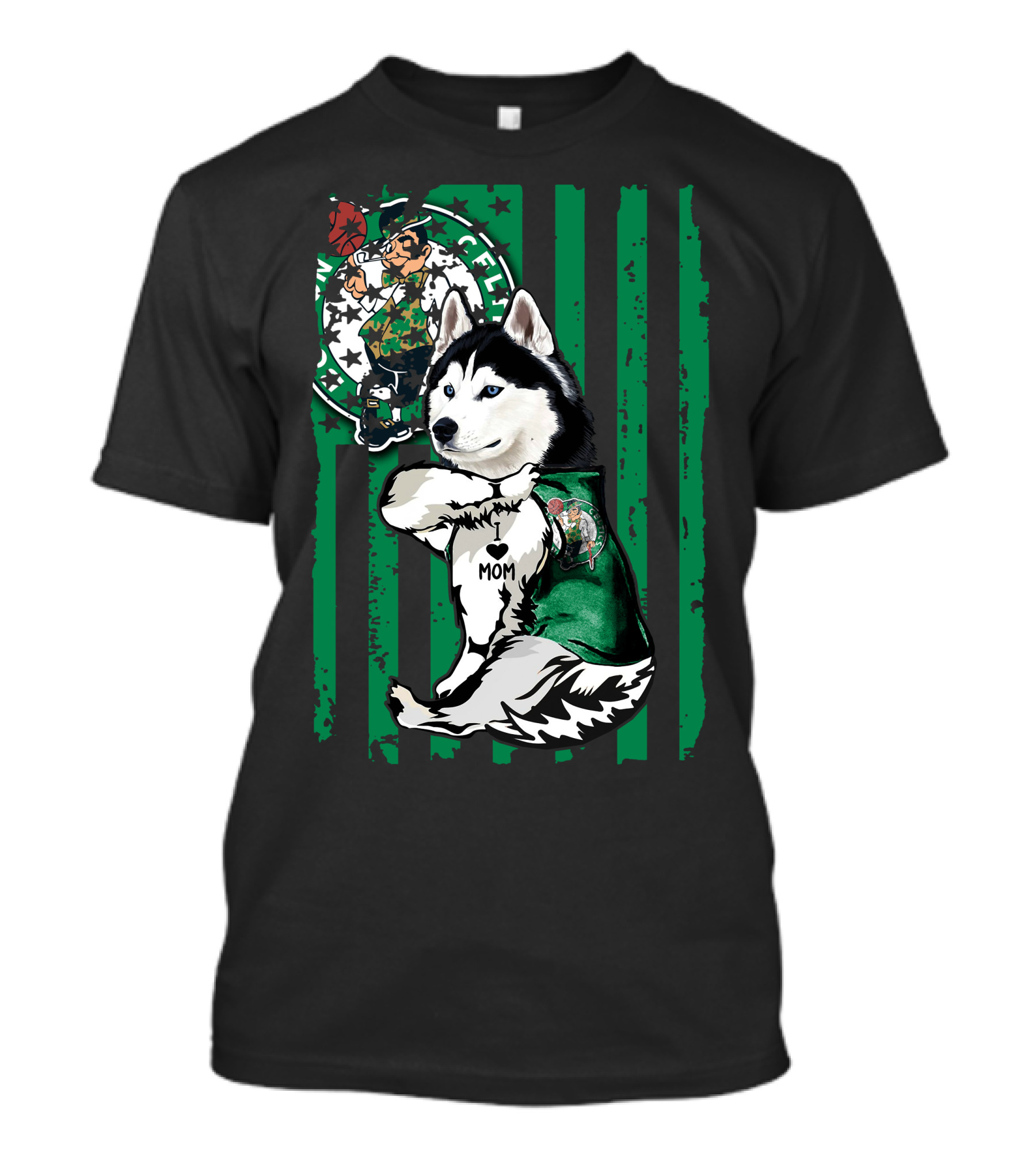 Boston Celtics Siberian Husky Mom Fan T-Shirt