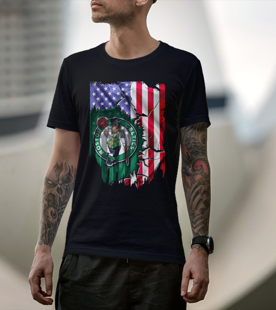 American Flag Boston Celtics T-Shirt