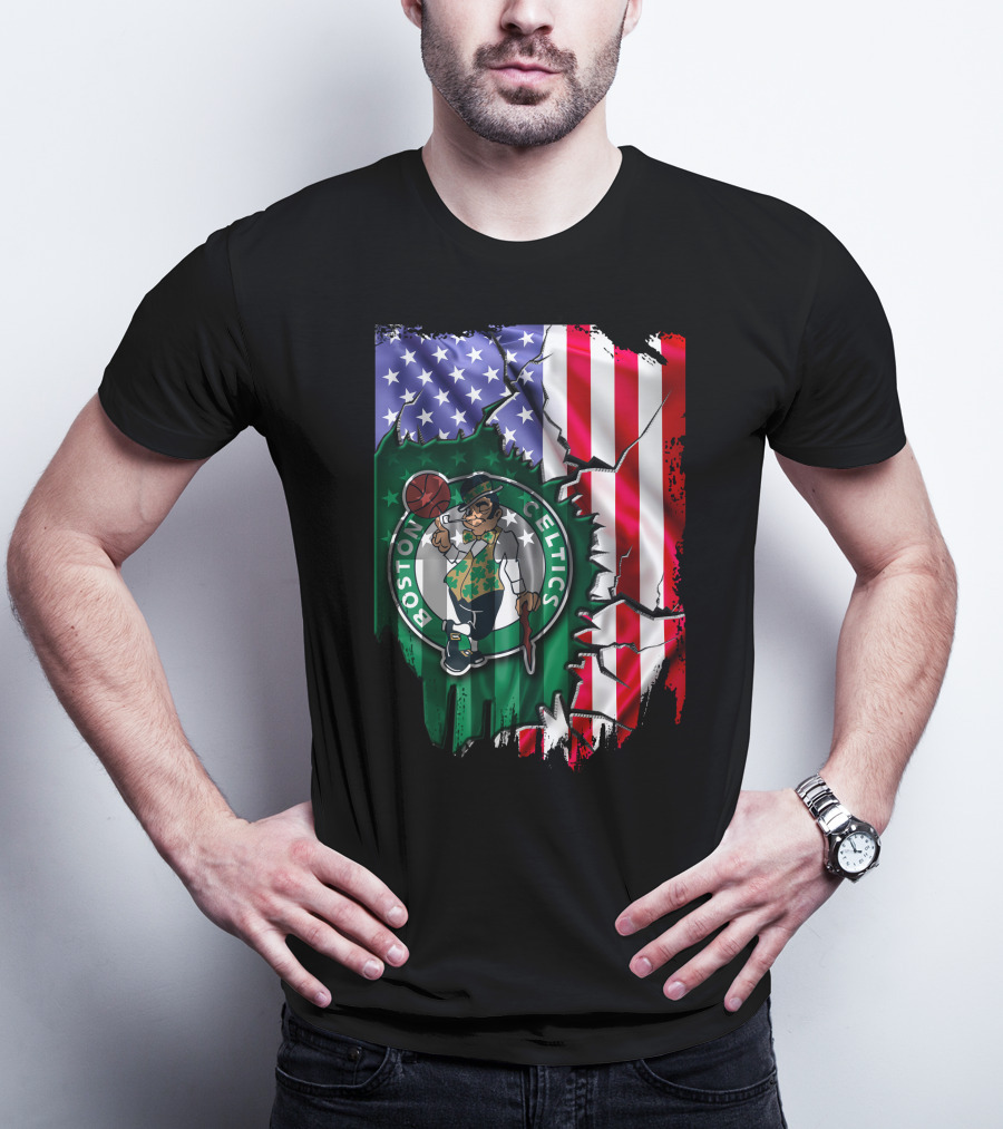 American Flag Boston Celtics T-Shirt