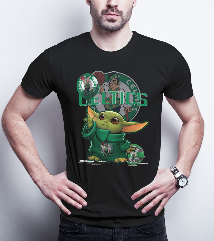 Yoda Celtics Boston Team Basketball Mashup T-Shirt