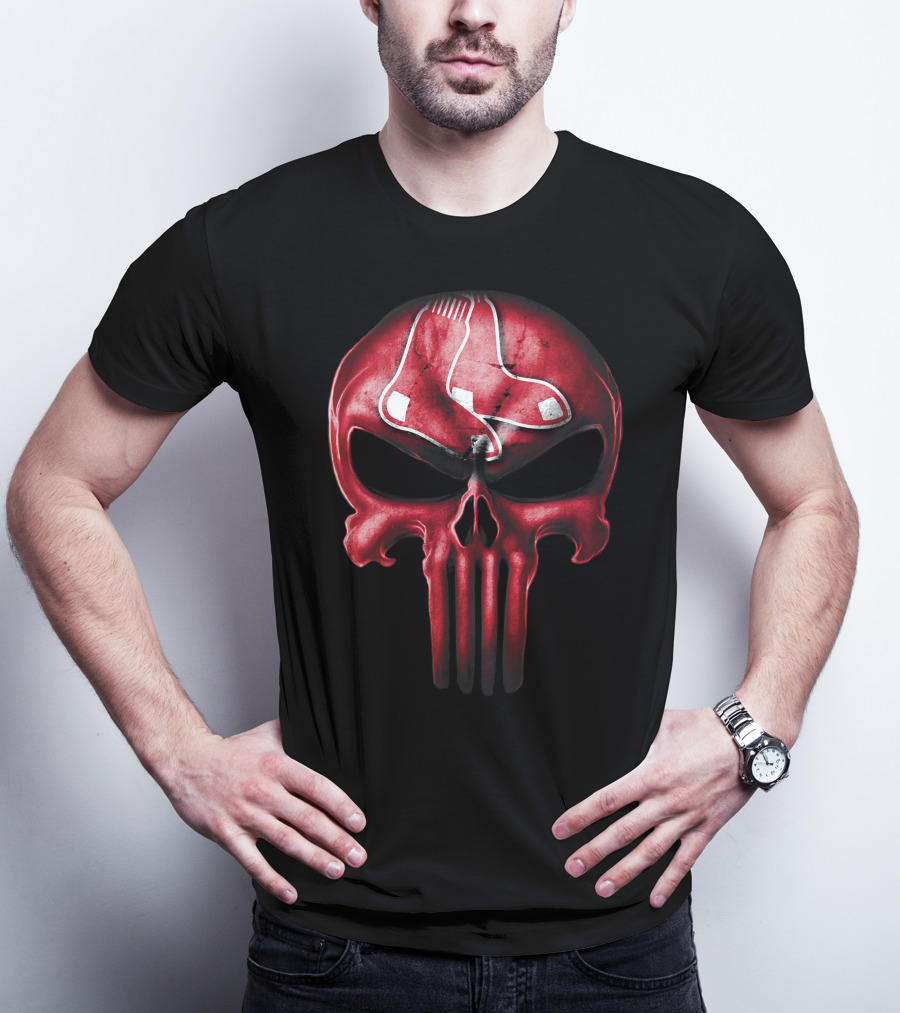 Boston Red Sox Skull Punisher Logo Sox T-Shirt