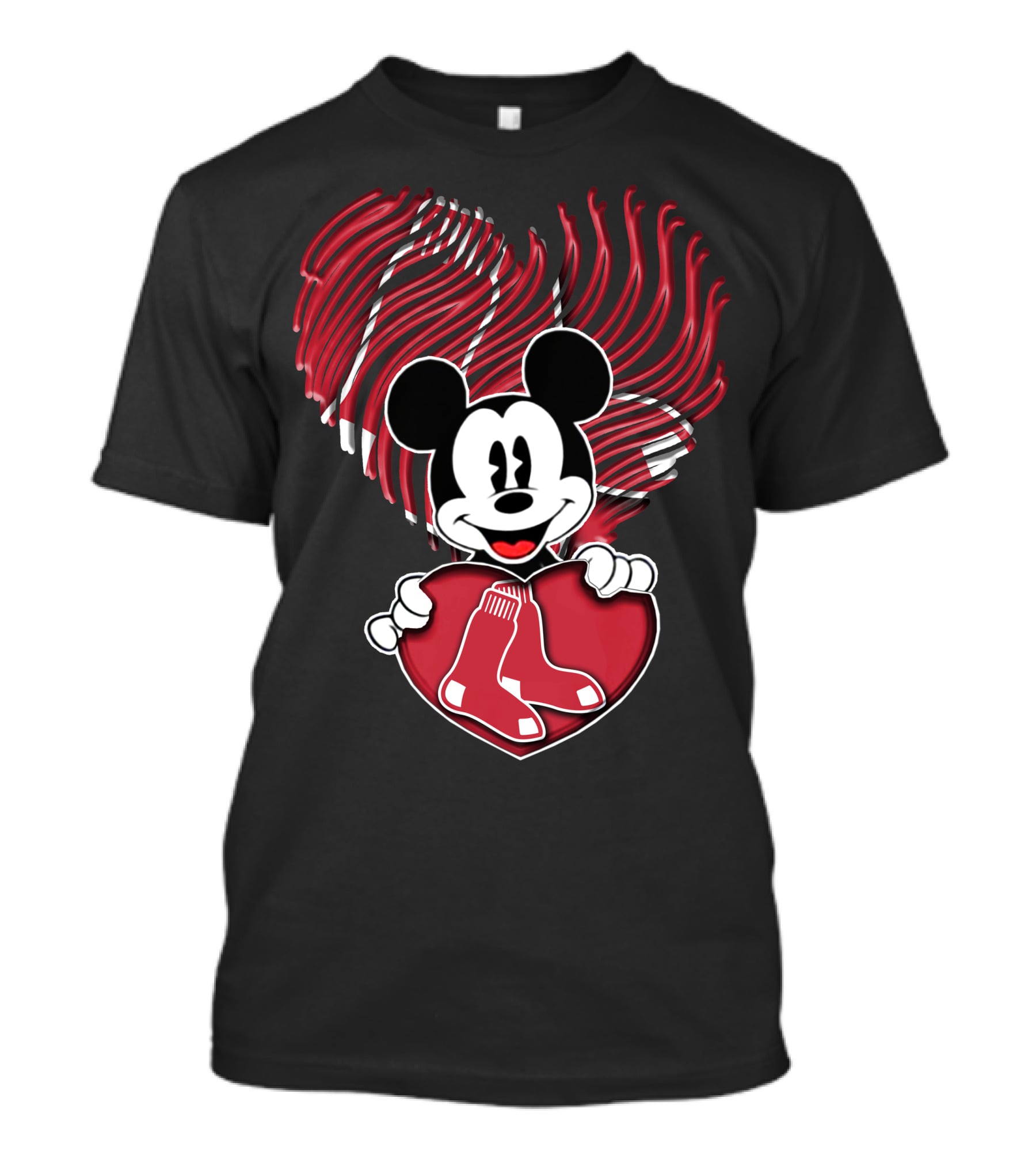 Mickey Red Sox Heart Fingerprint T-Shirt