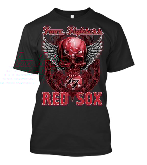 Fooz Fighters Ff Boston Red Sox Skull Wings Chains T-Shirt