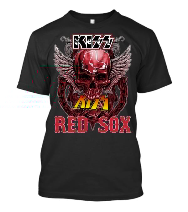 KISS Boston Red Sox Skull Chains Wings T-Shirt