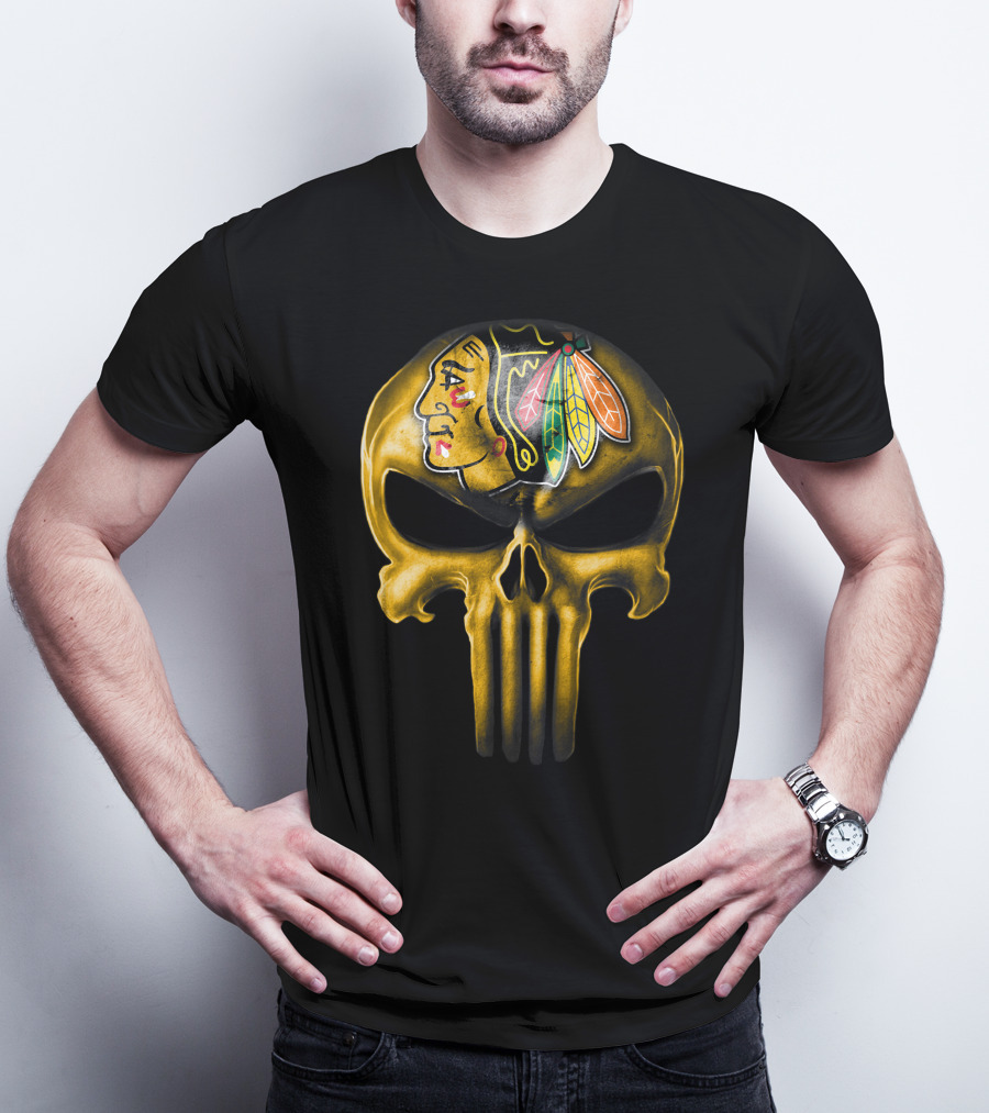Skull Chicago Blackhawks Punisher Fusion T-Shirt