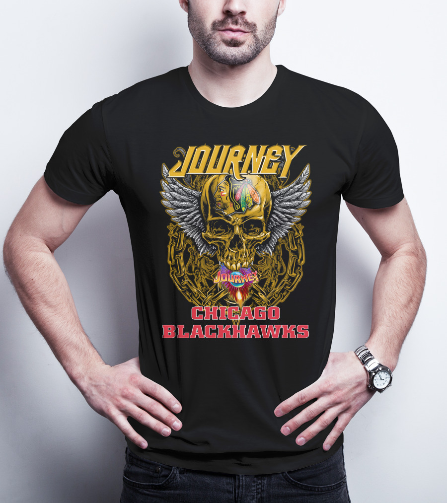 Journey Chicago Blackhawks Skull Wings T-Shirt