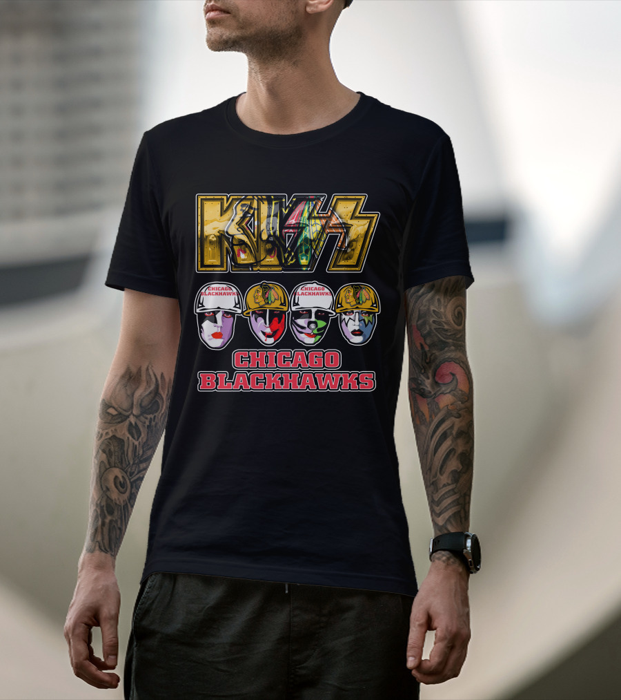 Kiss Chicago Blackhawks Face Paint T-Shirt
