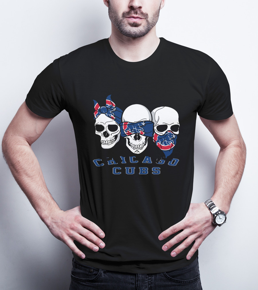 Chicago Cubs Bandana Skull Trio T-Shirt