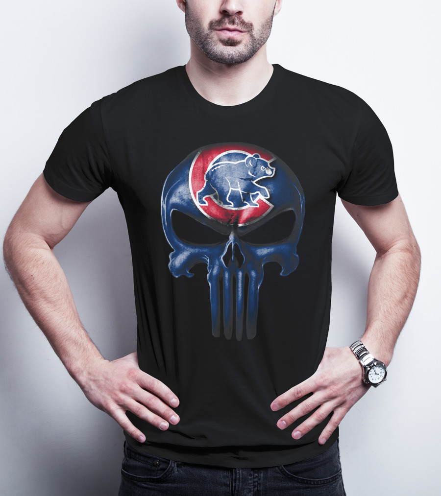 Chicago Cubs Skull Punisher T-Shirt
