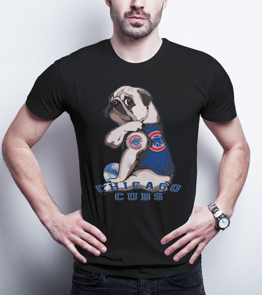 Chicago Cubs Pug Baseball T-Shirt