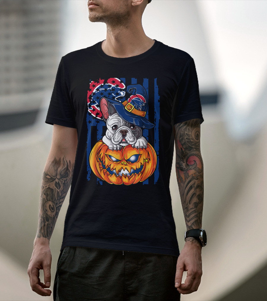 Hlw Bulldog Chicago Cubs Halloween Pumpkin Wizard T-Shirt