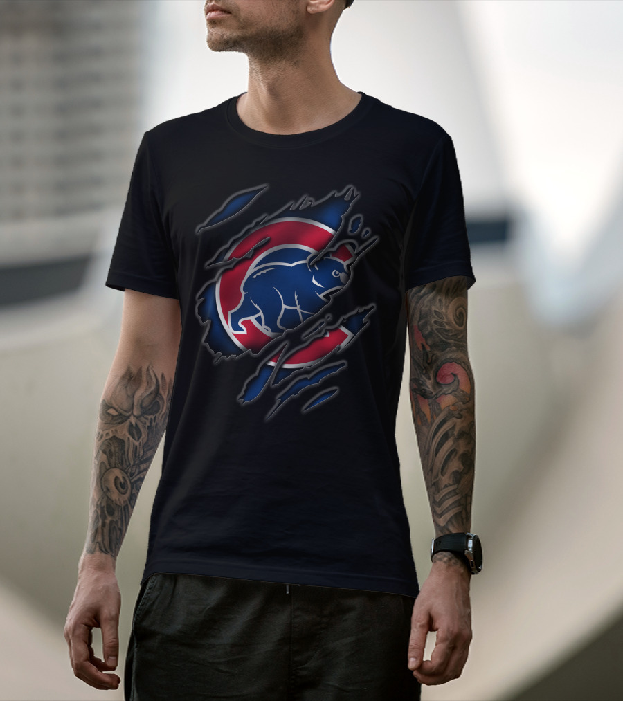 Torn Chicago Cubs Logo Claw Rip T-Shirt