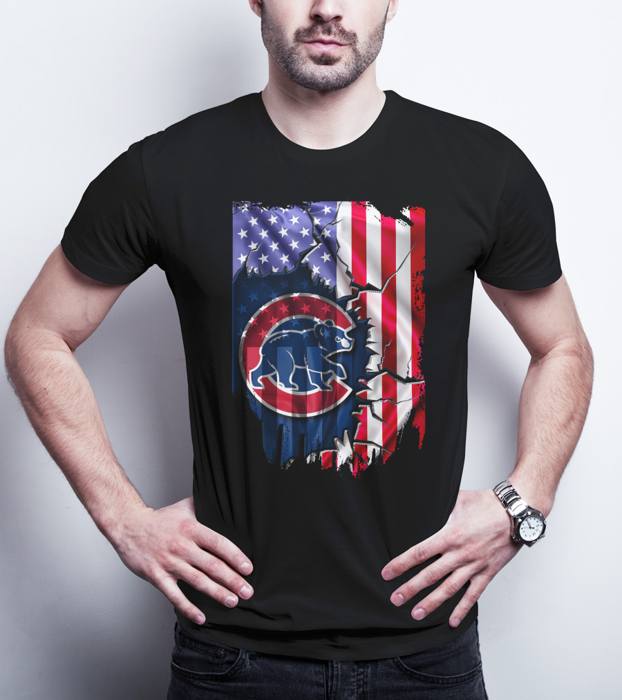 Flag Chicago Cubs American Stars And Stripes Bear T-Shirt