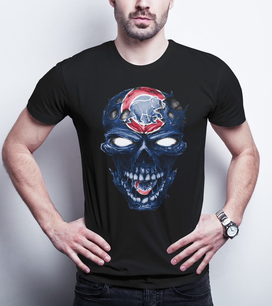 Chicago Cubs Skull Bear Emblem T-Shirt