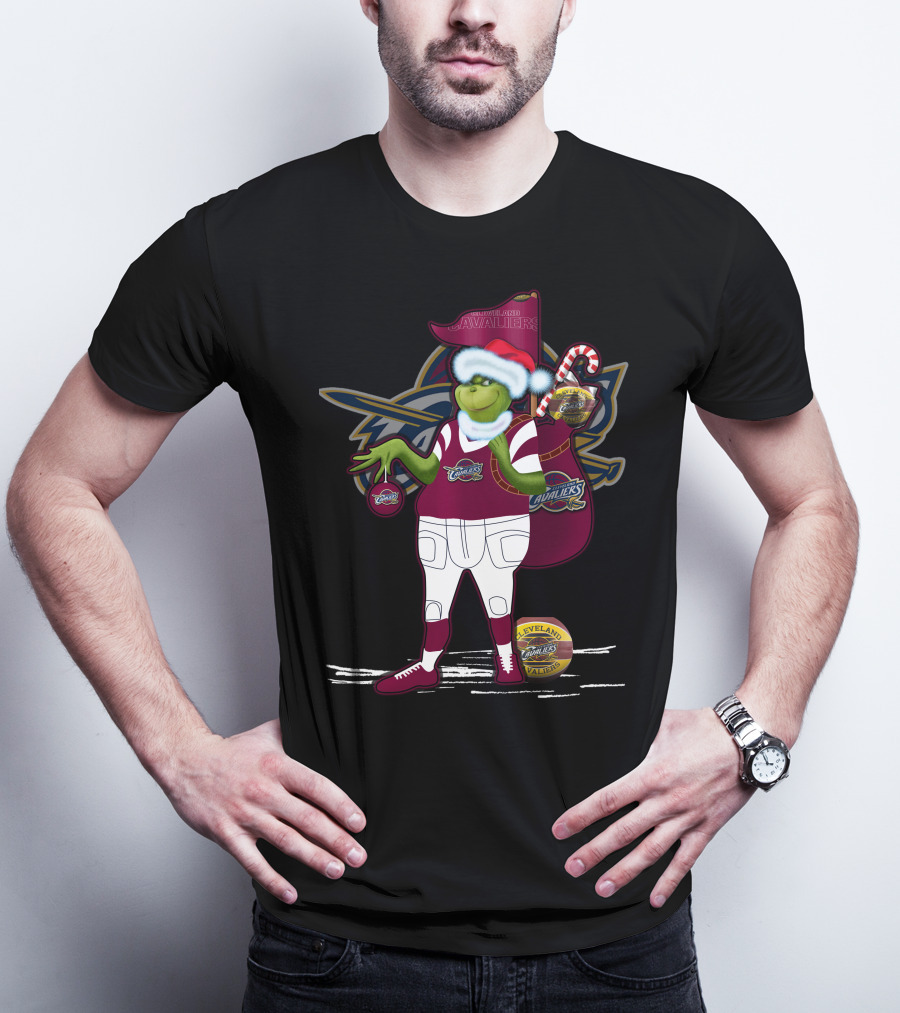Grinchxmas Cleveland Cavaliers Holiday Basketball Fan Merchandise T-Shirt