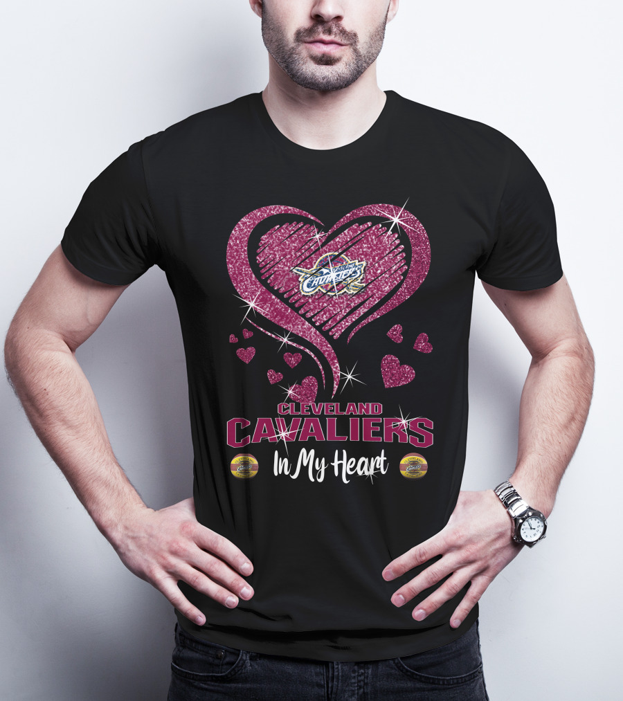 Cleveland Cavaliers In My Heart Sparkling Hearts T-Shirt