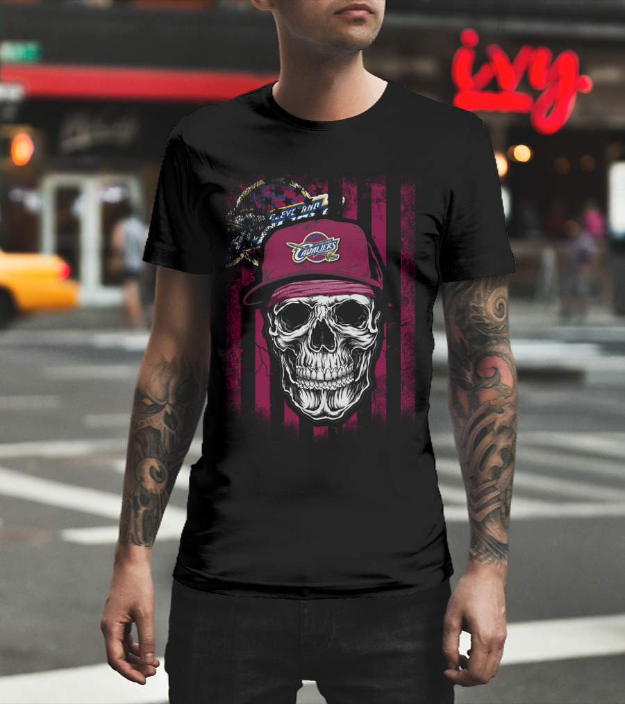 Cleveland Cavaliers Skull With Logo Hat T-Shirt