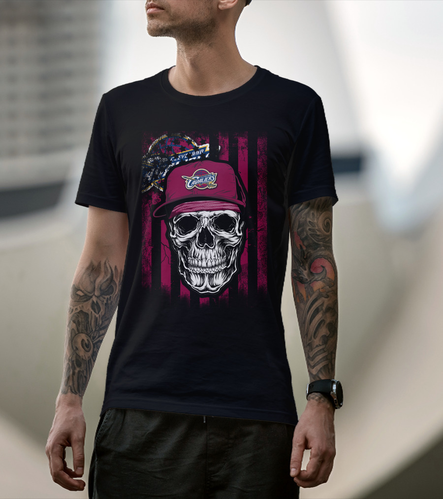 Cleveland Cavaliers Skull With Logo Hat T-Shirt