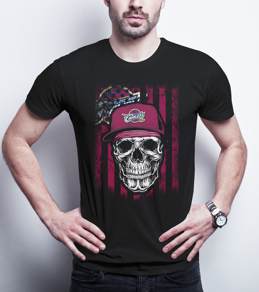 Cleveland Cavaliers Skull With Logo Hat T-Shirt