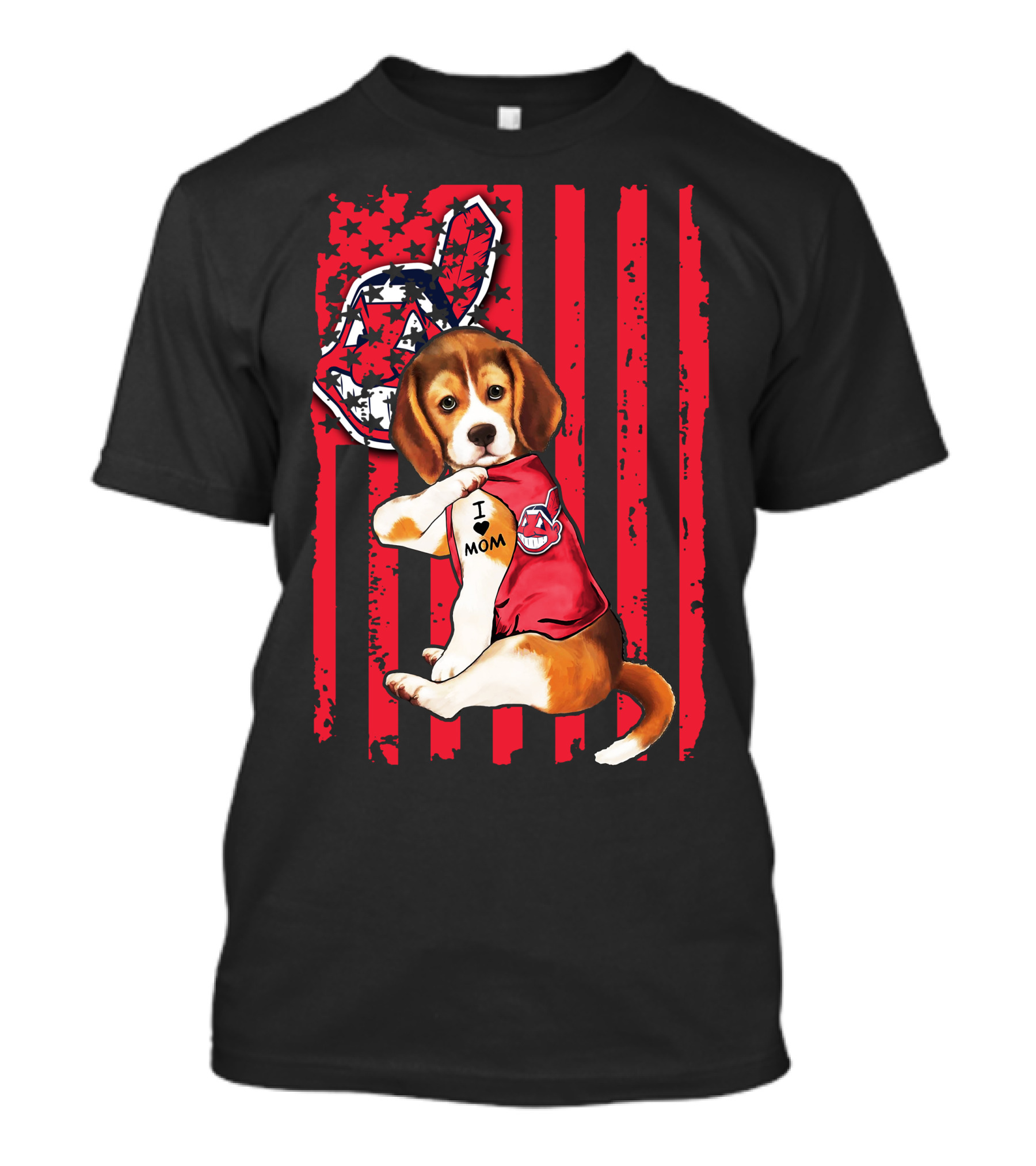 Beagle I Love Mom Cleveland Baseball T-Shirt