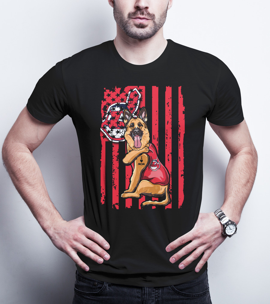 German Shepherd Cleveland Indians Flag And Team Spirit T-Shirt