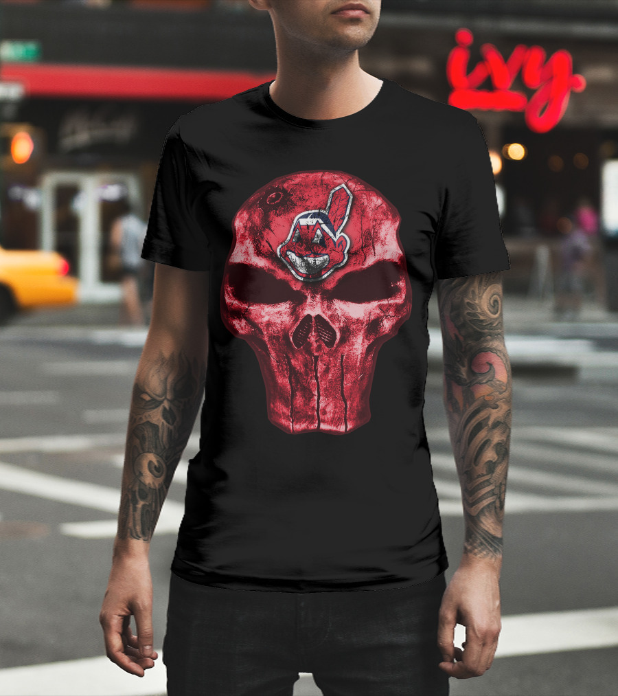Skull With Chief Wahoo Cleveland Indians T-Shirt