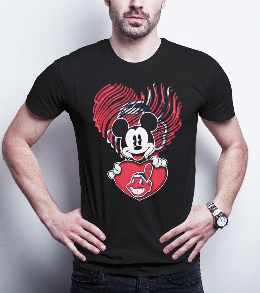 Mick Cleveland Indians Heart Logo Fusion T-Shirt