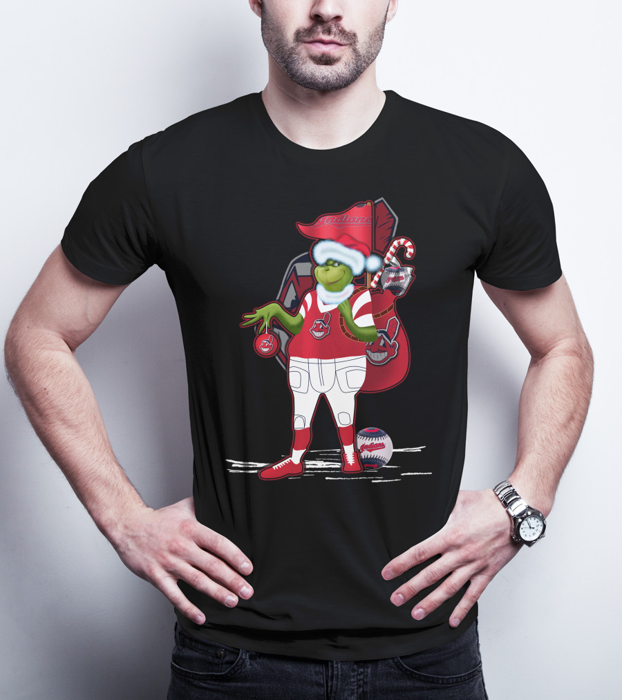 Grinchxmas Cleveland Indians Christmas Baseball Character T-Shirt
