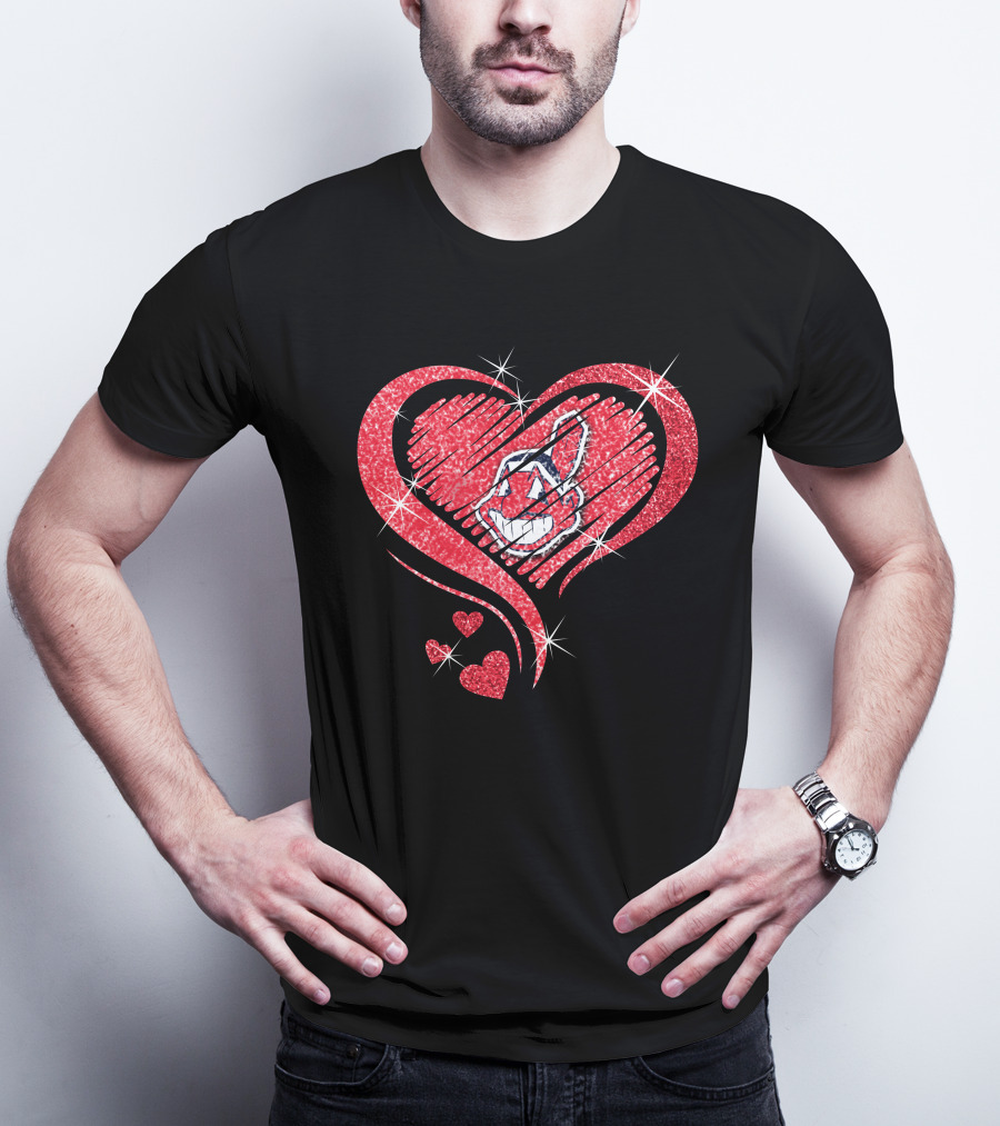 Heart Diamond Cleveland Indians Sparkle T-Shirt