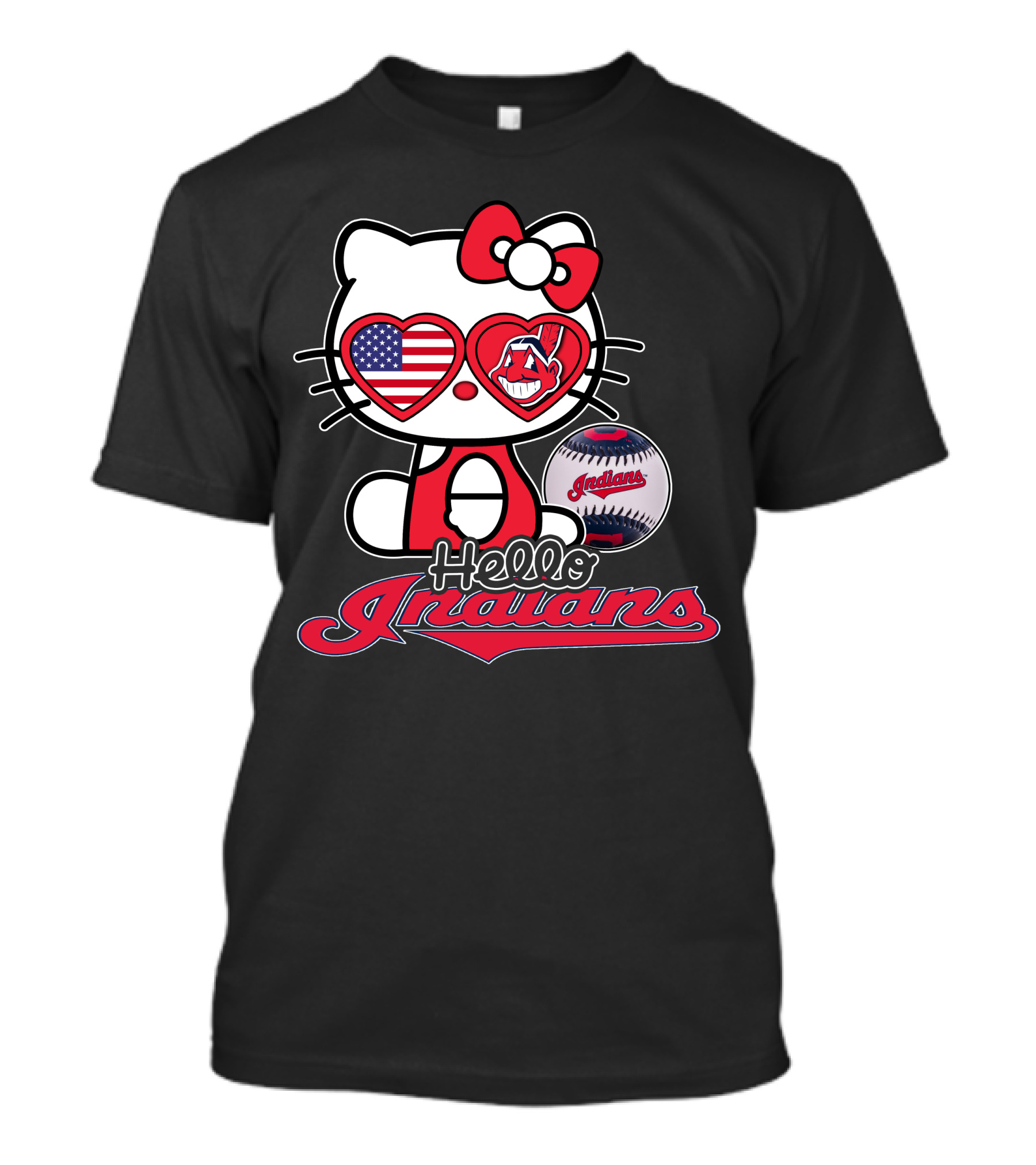 Hello Kitty Indians American Baseball Fan T-Shirt
