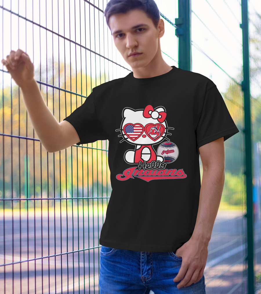 Hello Kitty Indians American Baseball Fan T-Shirt