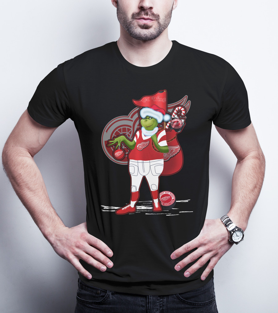 Grinchxmas Red Wings Hockey Holiday Crossover Detroit Wear T-Shirt