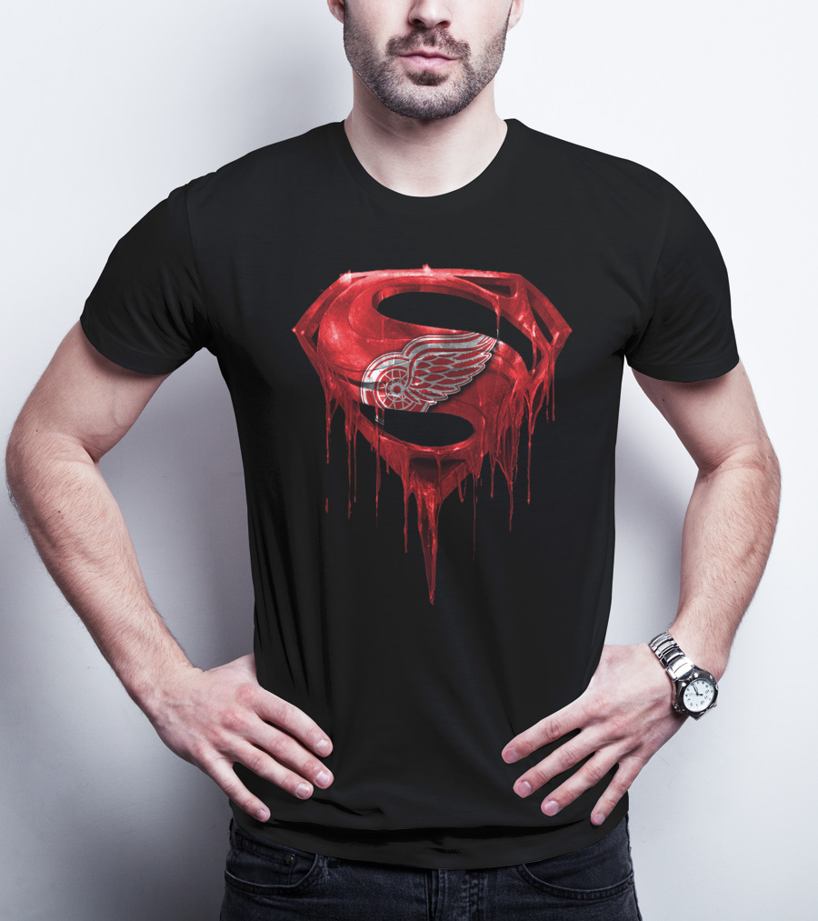 Detroit Red Wings Dripping Superman T-Shirt