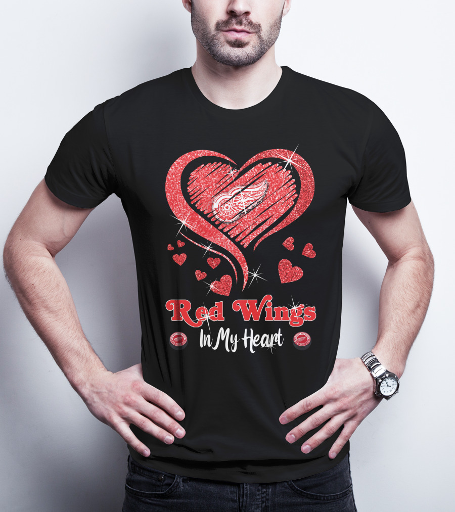 Red Wings In My Heart Detroit Love T-Shirt