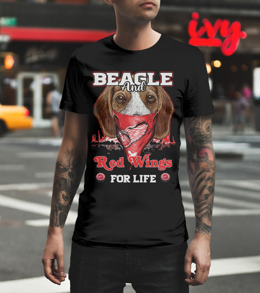 Beagle And Detroit Red Wings For Life T-Shirt