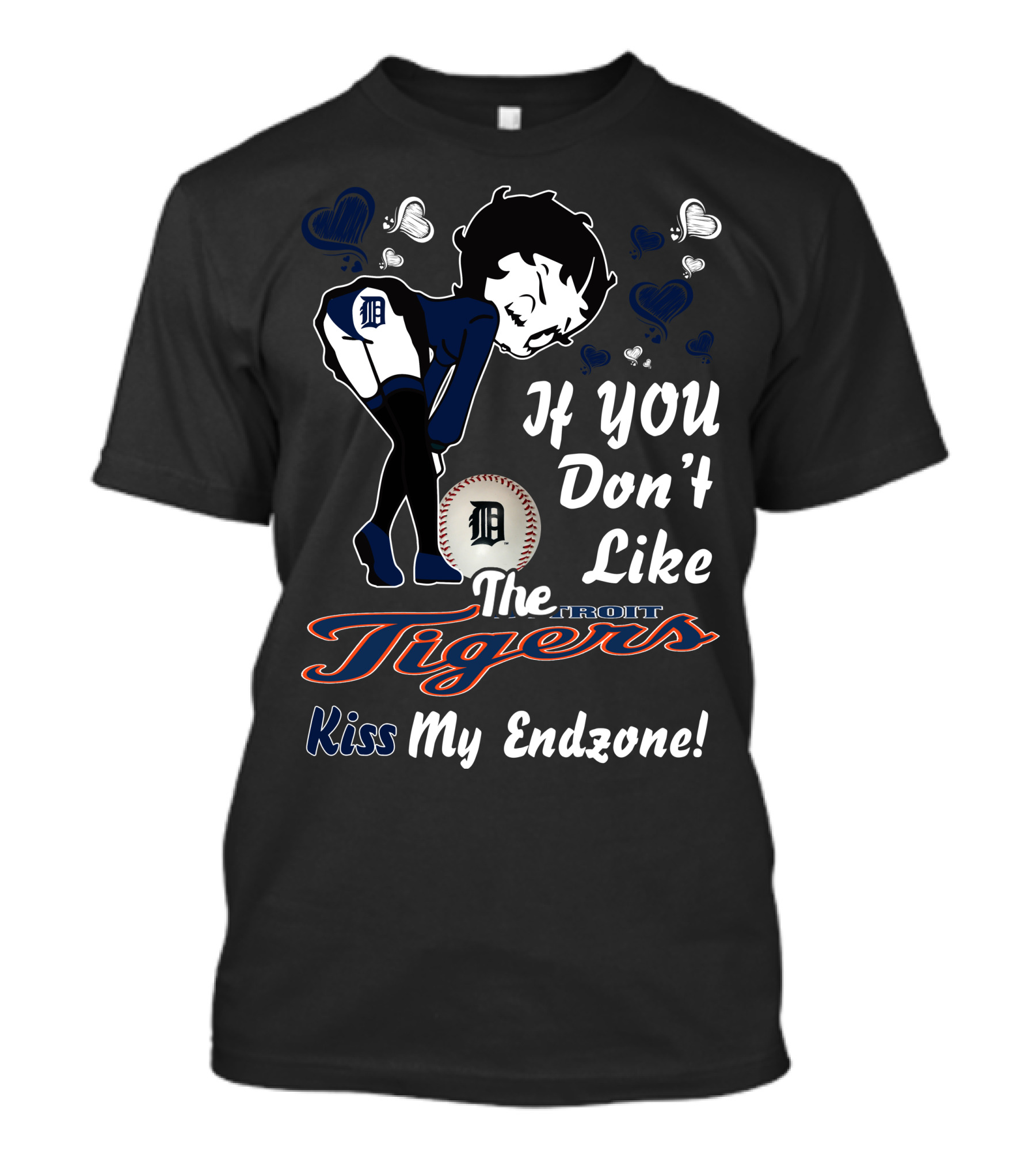If You Don't Like The Detroit Tigers Kiss My Endzone Betty Boop T-Shirt