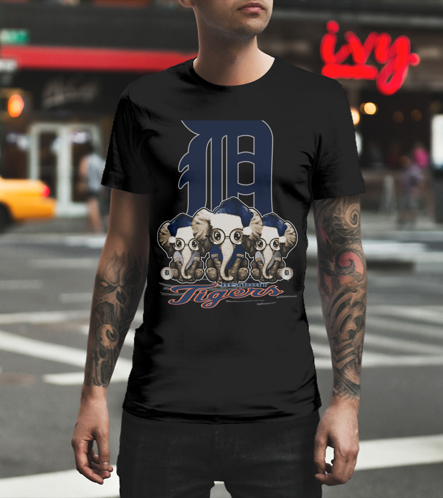 Detroit Tigers Elephants Christmas T-Shirt