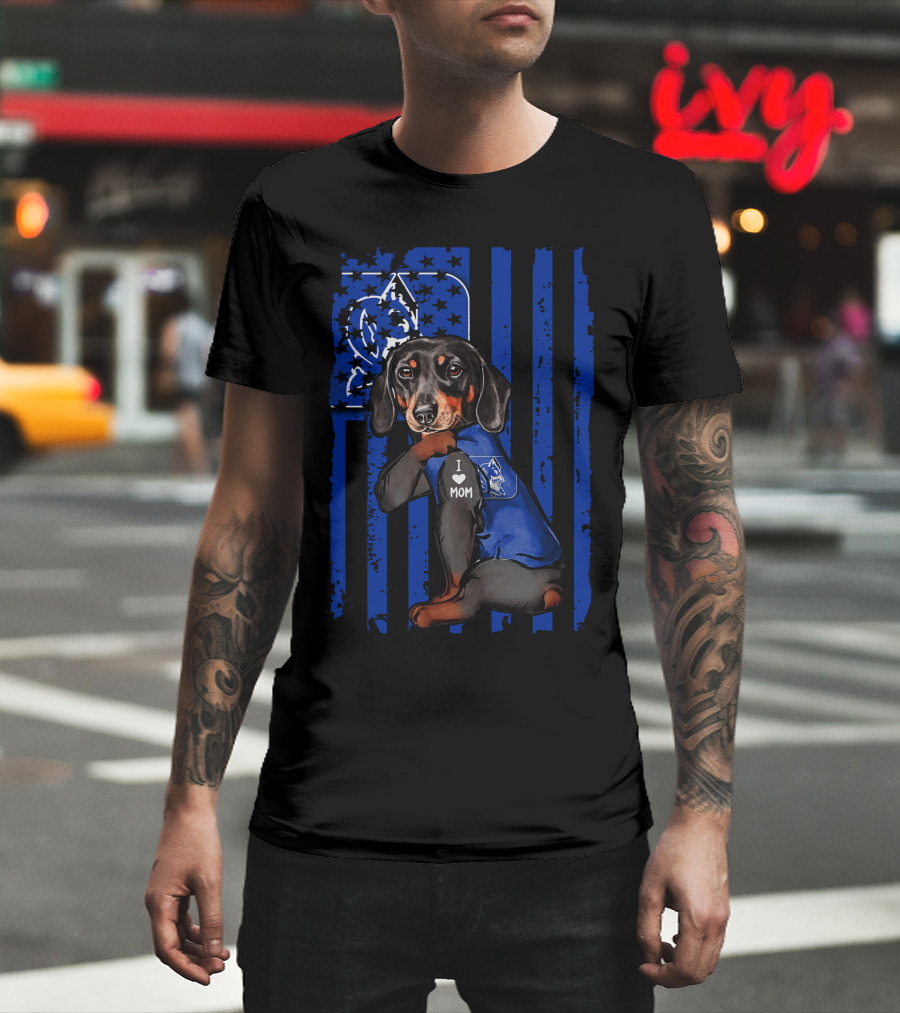 Dachshund I Love Mom Duke Blue Devils T-Shirt