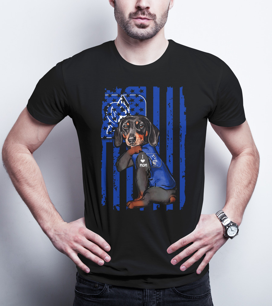 Dachshund I Love Mom Duke Blue Devils T-Shirt