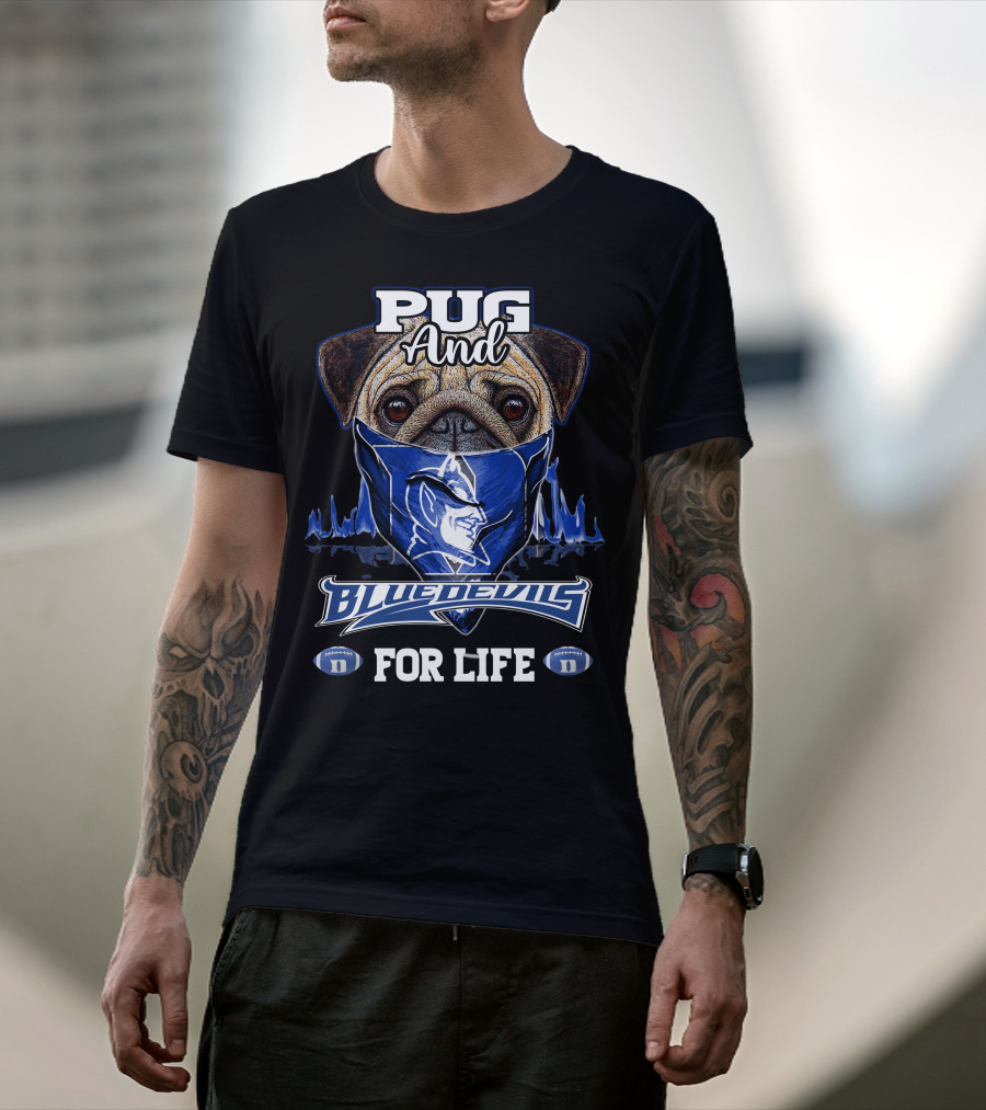 Pug And Blue Devils For Life T-Shirt