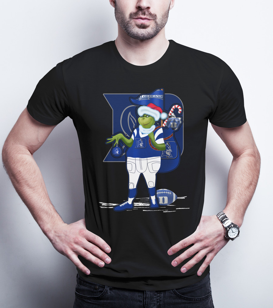 Grinchxmas Duke Blue Devils Football Santa Claus Festive Crossover T-Shirt