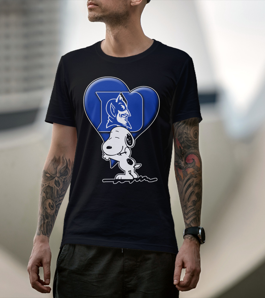 Snoopy Hugging Duke Blue Devils Heart T-Shirt
