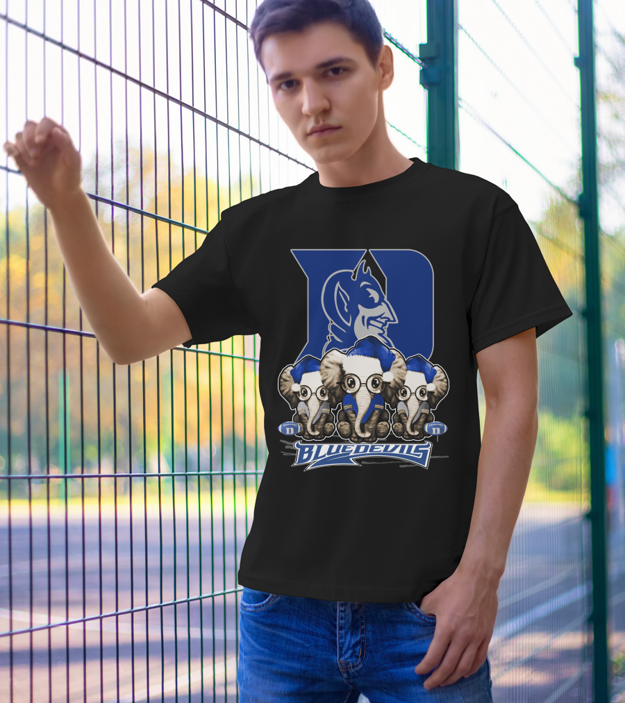 Elephant Xmas Duke Blue Devils Holiday Trio T-Shirt